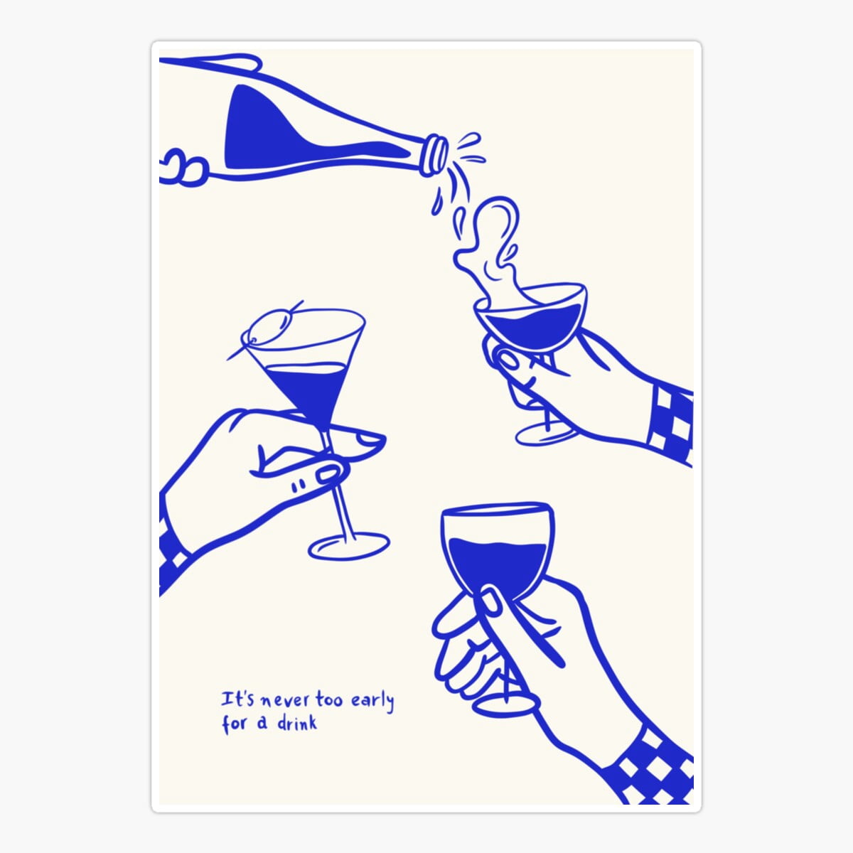 Maneki It'S Never Too Early Or A Drink Sticker, Phone Decal Water ...
