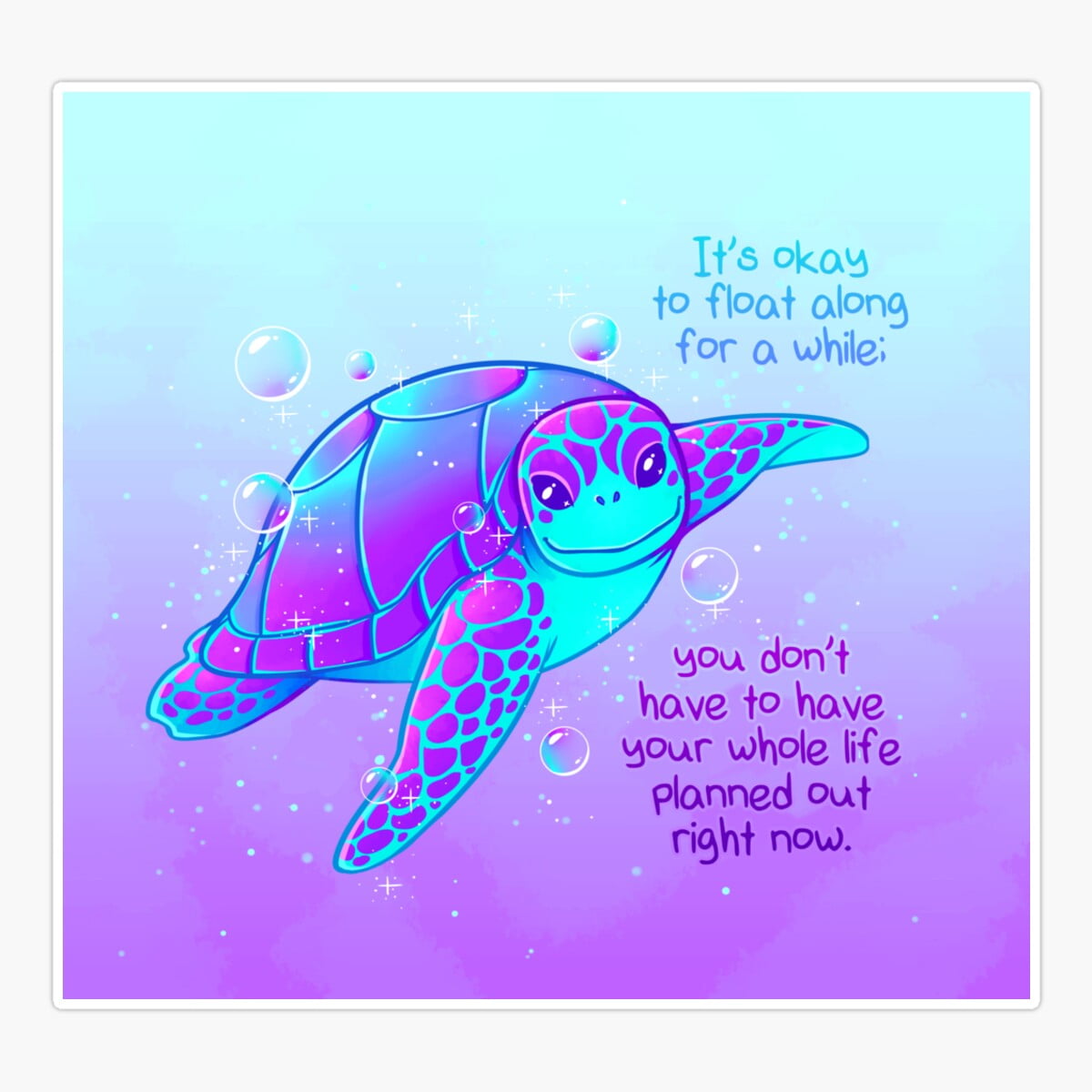 Maneki It'S Okay To Float Along Colorful Sea Turtle Er, Phone Decal ...
