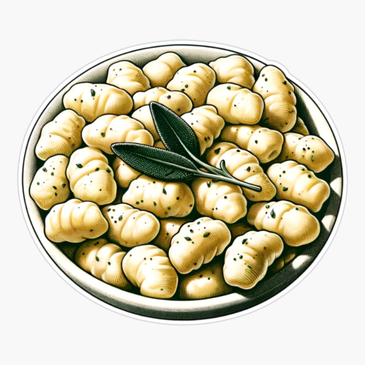 Maneki Italian Gnocchi With Sage Er Sauce - Gourmet Cuisine Sticker ...
