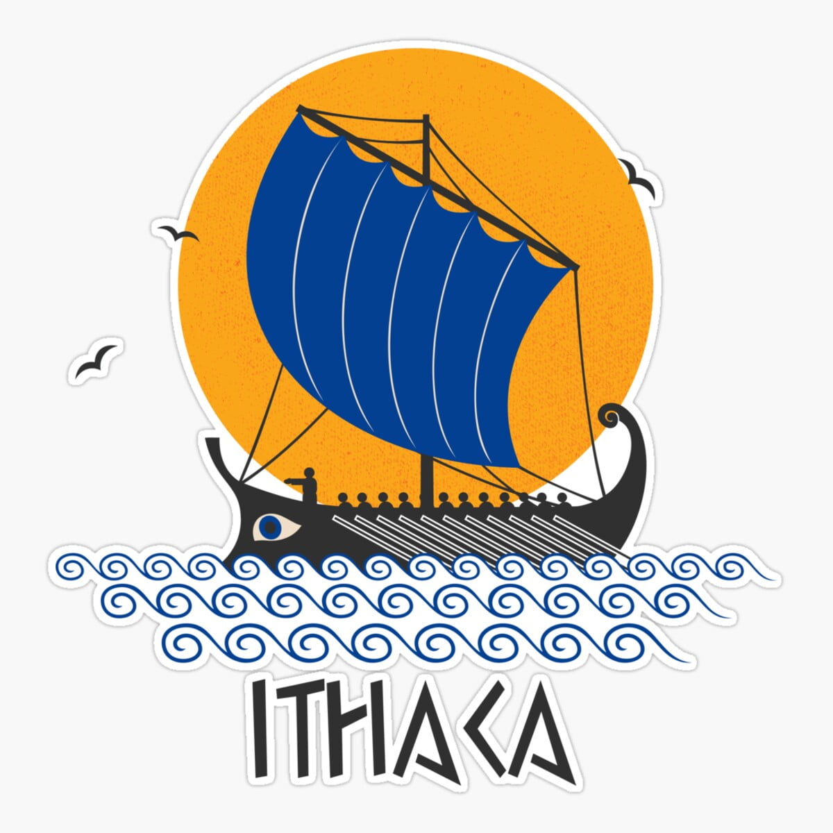 Maneki Ithaca Greece Classic Sticker, Phone Decal Water Bottle Stickers ...