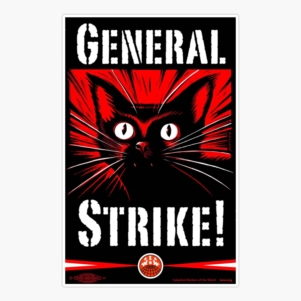 Maneki Iww General Strike Sabocat Sticker, Phone Decal Water Bottle ...