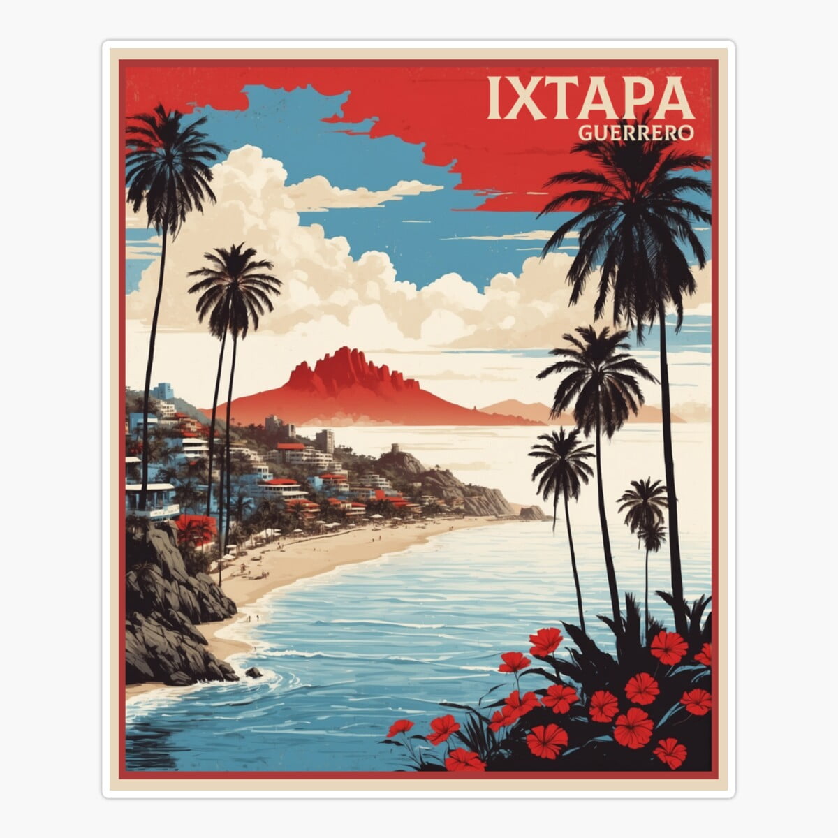 Maneki Ixtapa Guerrero Mexico Vintage Poster Tourism Sticker, Phone ...