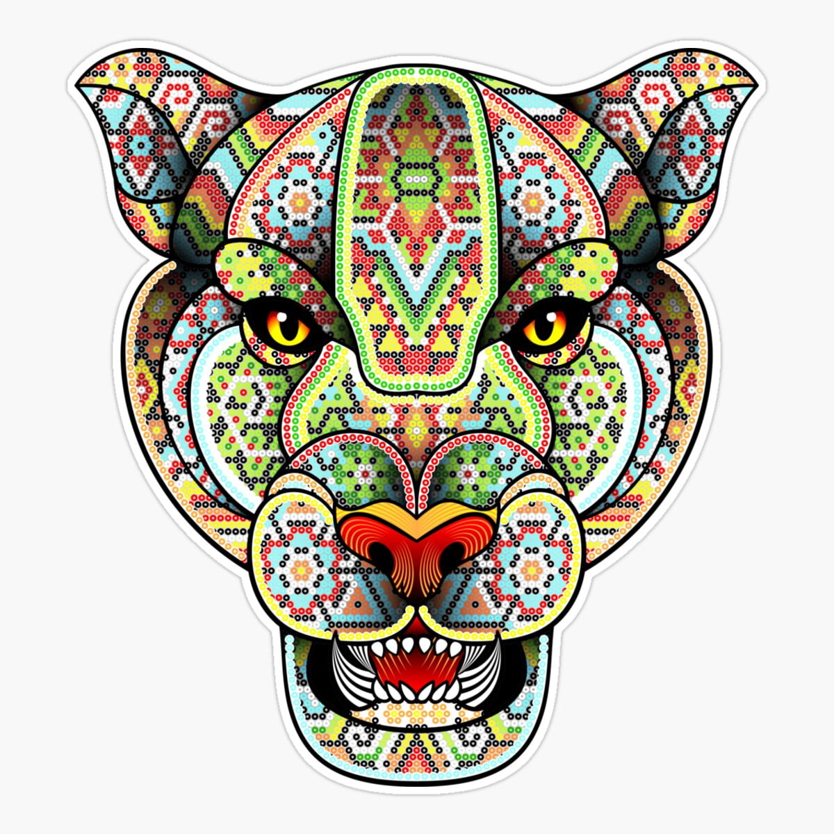 Maneki Jaguar Aztec Design Sticker, Phone Decal Water Bottle Stickers ...