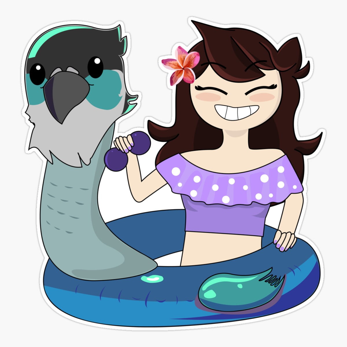 Maneki Jaiden Animations Cute Bird Swimming In Pool Holing Sunglasses ...