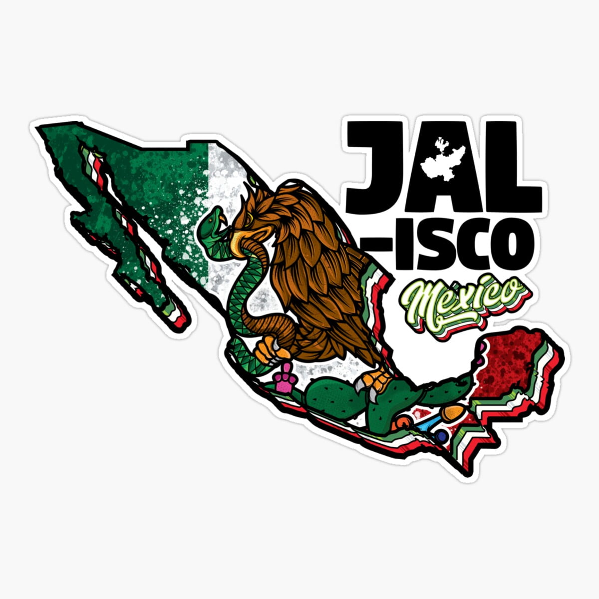 Maneki Jalisco, Map O Mexico Sticker, Phone Decal Water Bottle Stickers ...