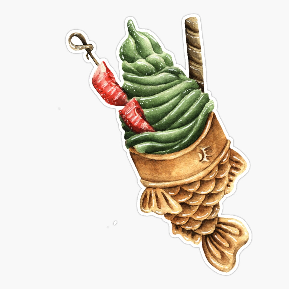 Maneki Japanese Taiyaki Green Tea Fish-Shaped Wafer Ice Cream Er, Phone ...