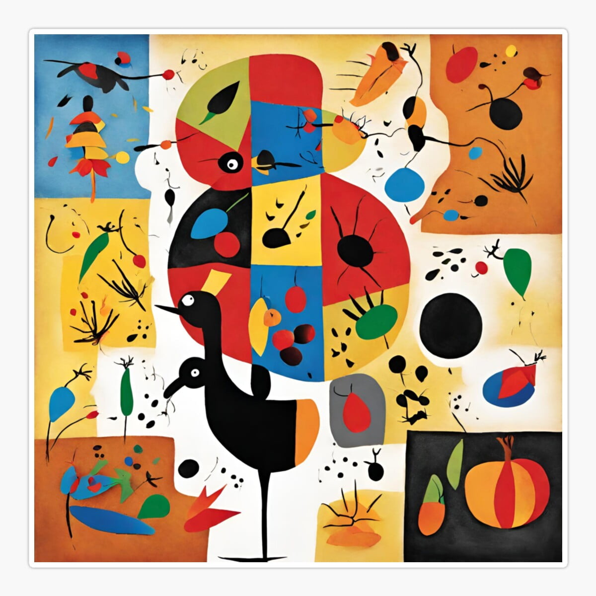 Maneki Joan Miro Inspired Abstract Thanksgiving Color Blocks Sticker ...
