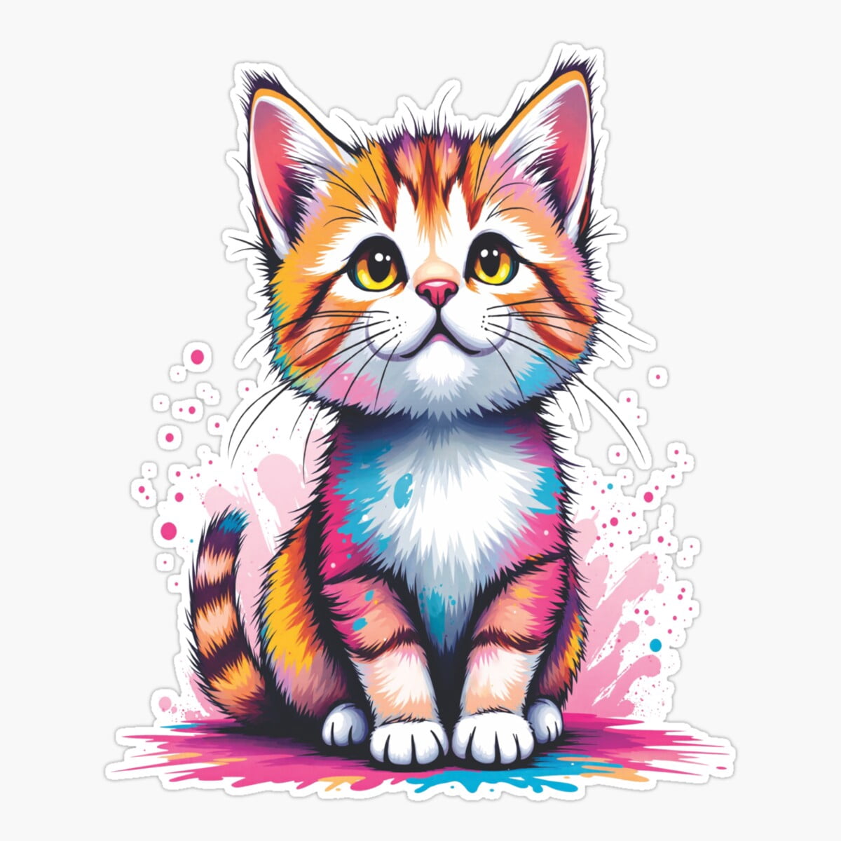 Maneki Jumping Cat And Ink: Art And Movement In Harmony Sticker, Phone ...