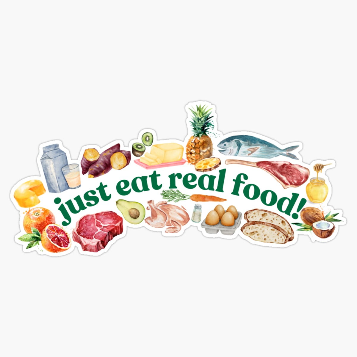 Maneki Just Eat Real Food! Er, Phone Decal Water Bottle Stickers Car ...