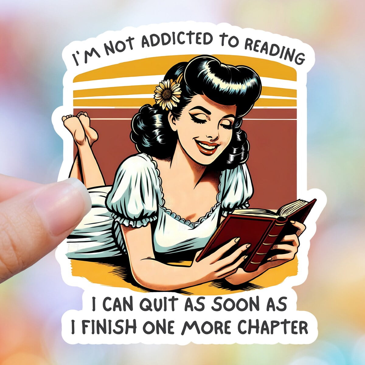 Maneki Just One More Chapter Sticker, Booktok Sticker, Funny Bookish ...