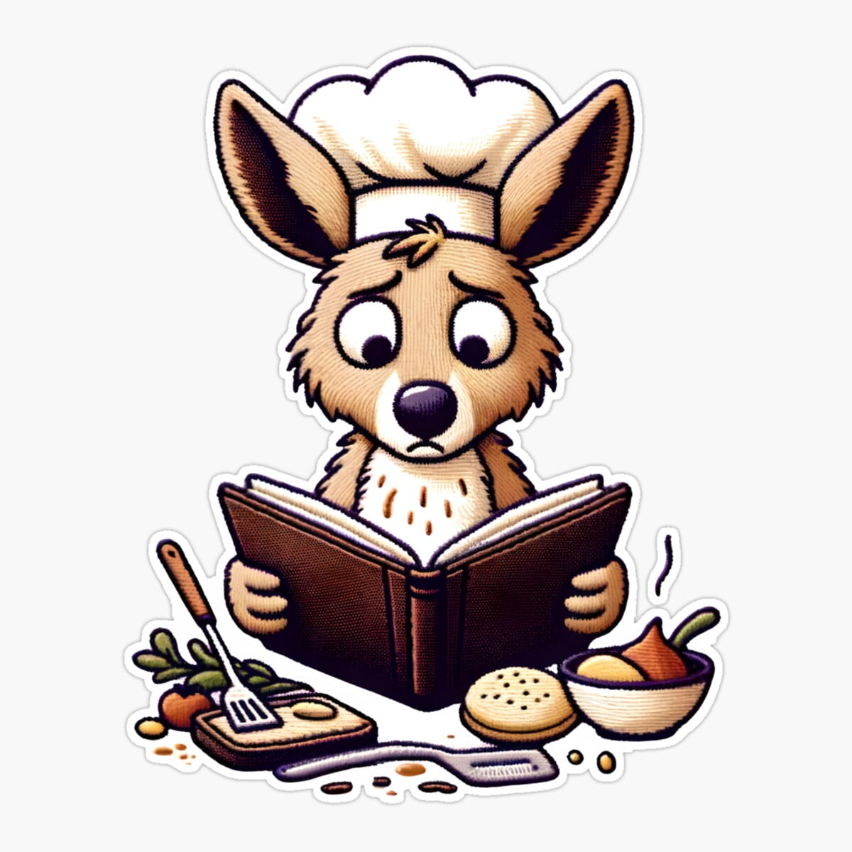 Maneki Kangaroo Che Embroidery Design - Gourmet Cooking Art Sticker ...