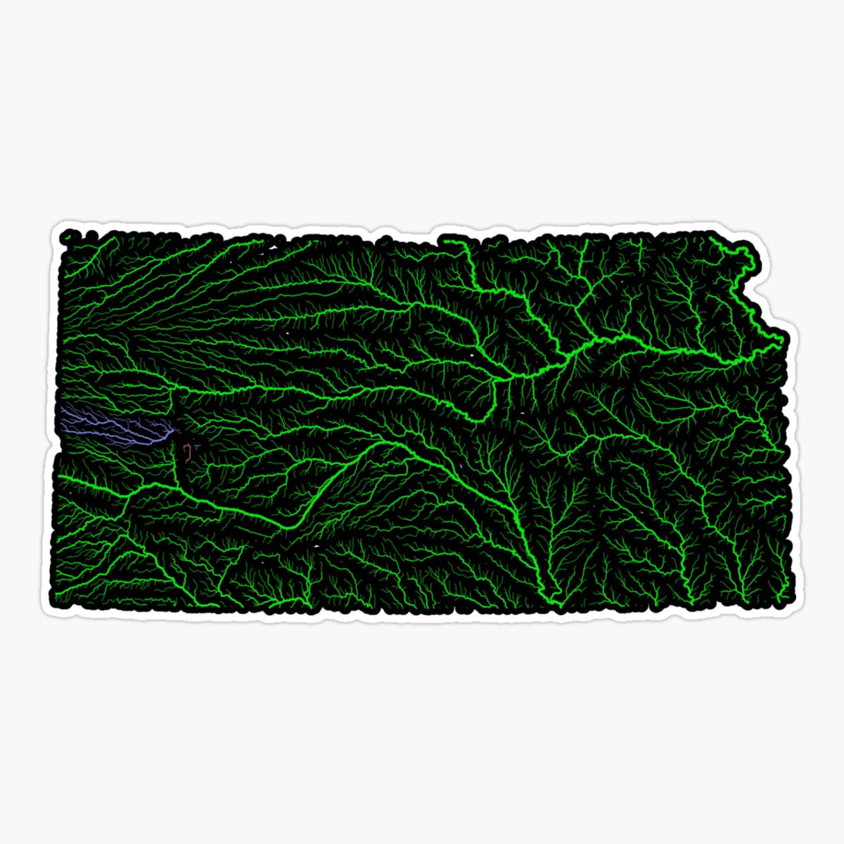 Maneki Kansas River Basin Map In Rainbow Colours With Black Background ...