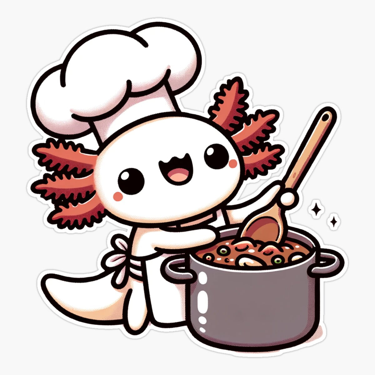 Maneki Kawaii Axolotl Che Cooking Up Cuteness Sticker, Phone Decal ...