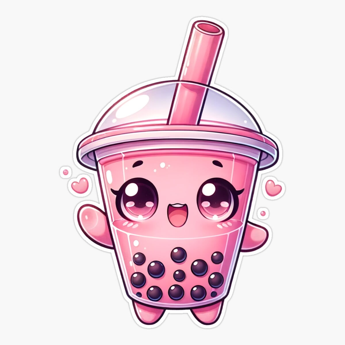 Maneki Kawaii Boba Tea. Cute Chibi Bubble Tea Er, Phone Decal Water Bottle Stickers Car Decals ...