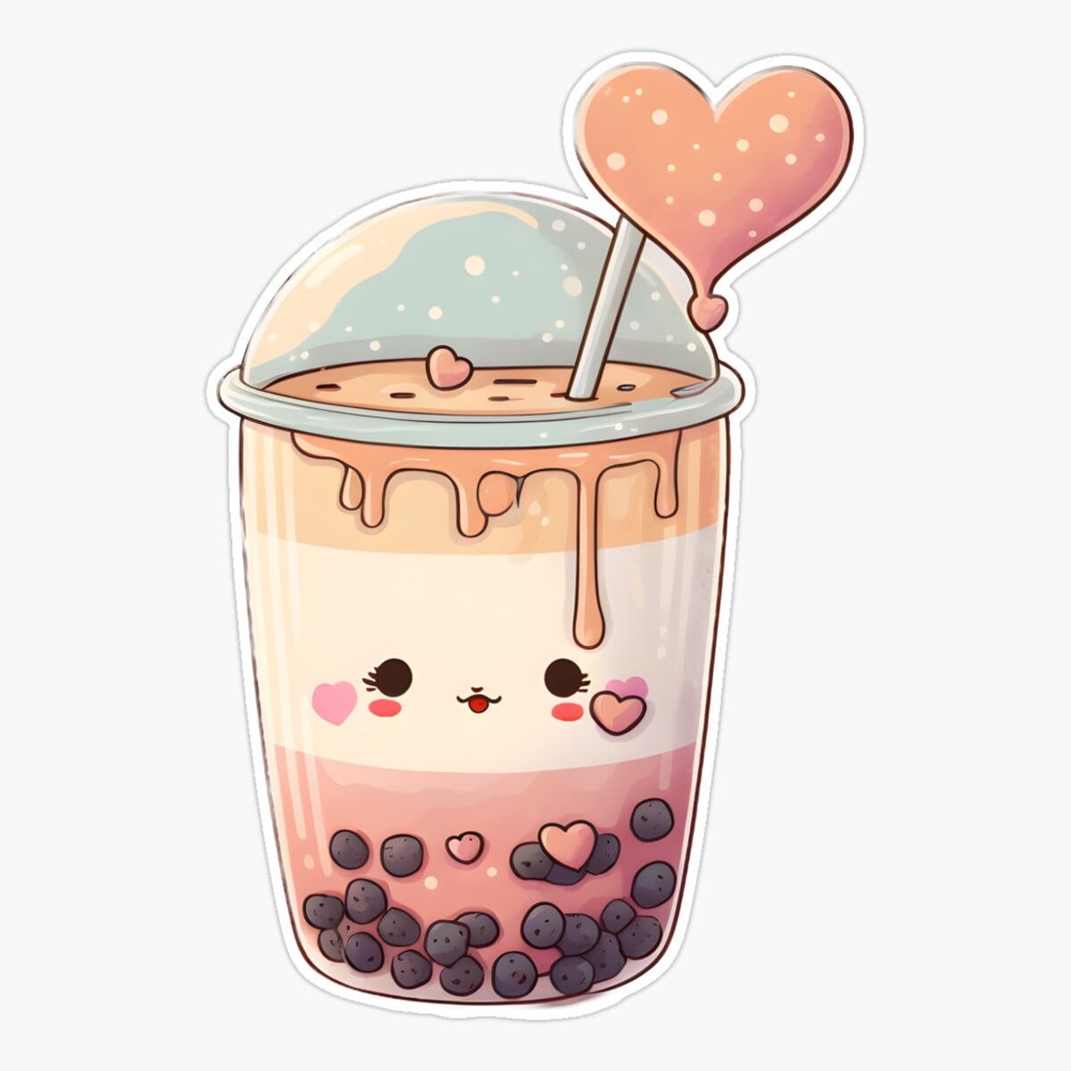 Maneki Kawaii Boba Tea, Milk Tea, Pink Boba Tea, Pink Valentine Drink ...