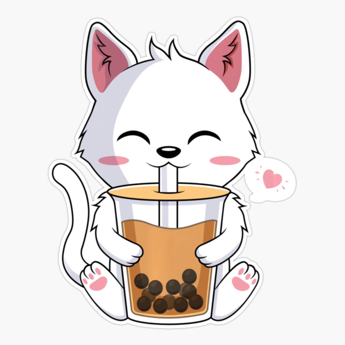 Maneki Kawaii Cat Boba Tea Drink Anime Lover Er, Phone Decal Water ...