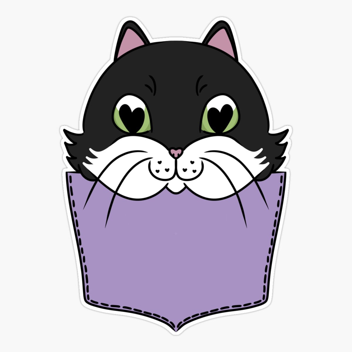 Maneki Kawaii Cat In The Pocket Sticker, Phone Decal Water Bottle ...