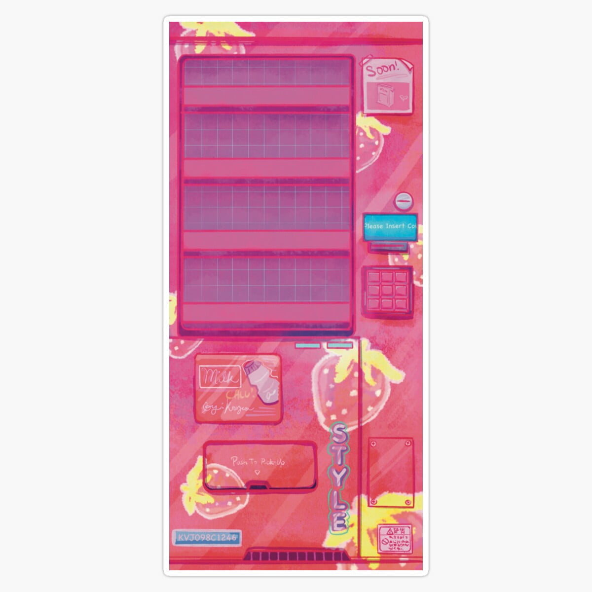 Maneki Kawaii Empty Pink Vending Machine Er, Phone Decal Water Bottle ...