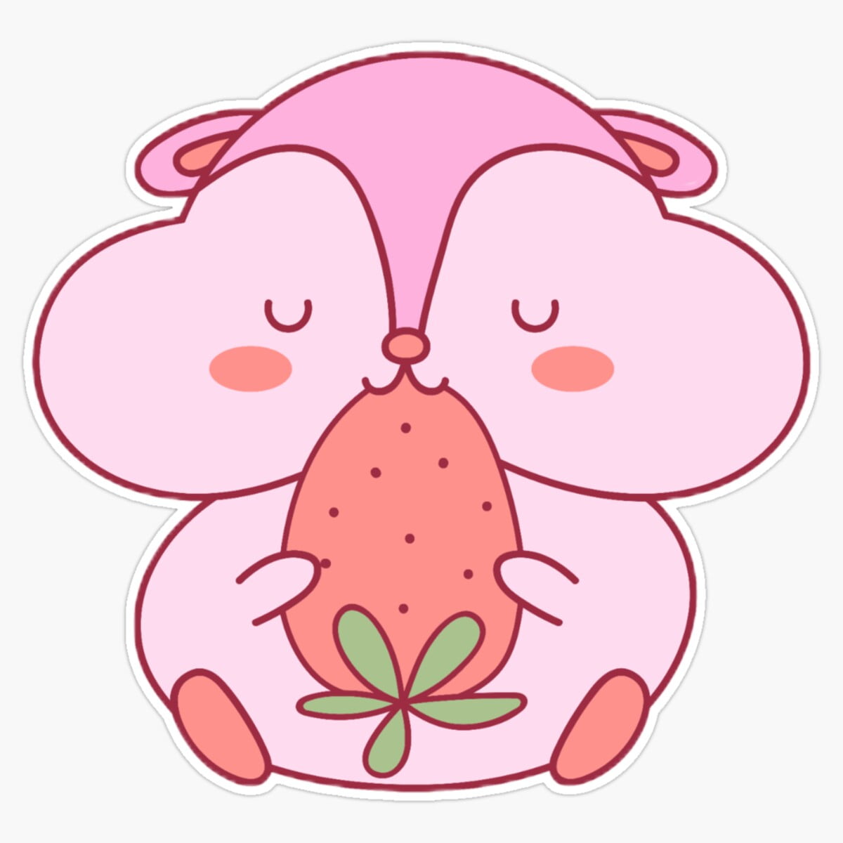 Maneki Kawaii Hamster Eating A Strawberry Er, Phone Decal Water Bottle ...