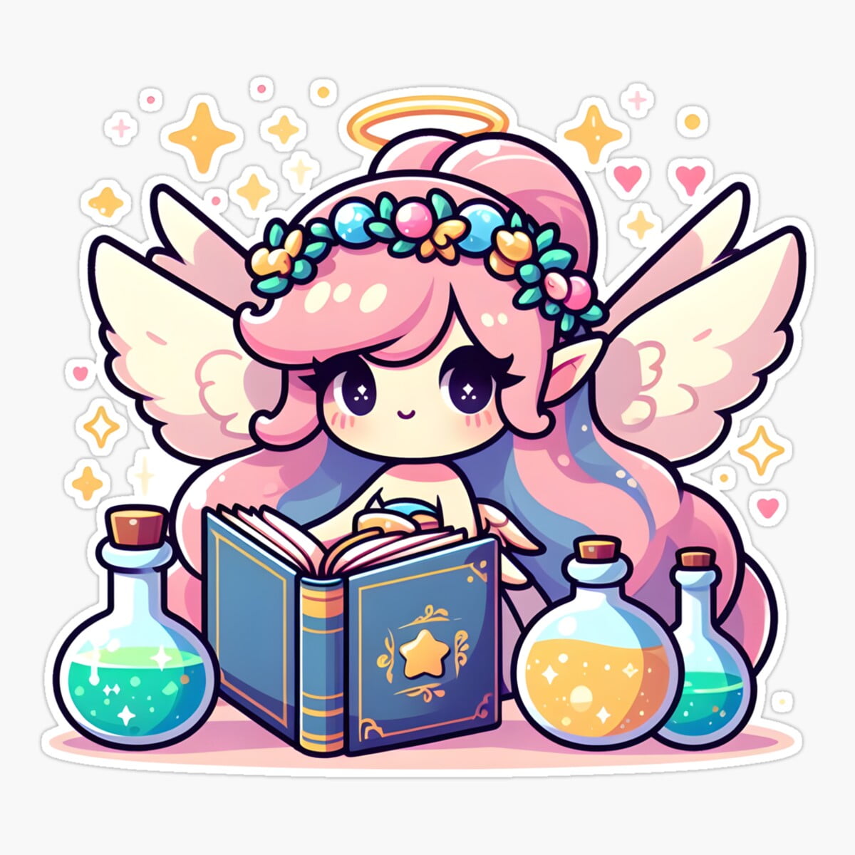 Maneki Kawaii Magical Harpy With Enchanted Recipe Book Sticker, Phone ...