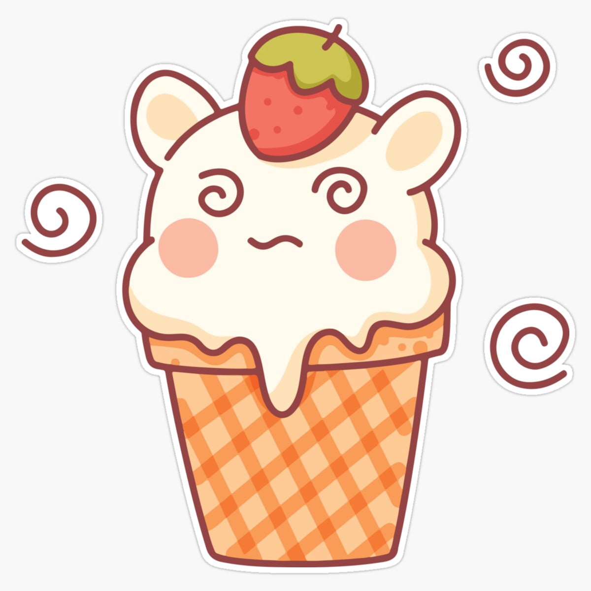Maneki Kawaii Melting Hamster Ice Cream Cone Er, Phone Decal Water ...
