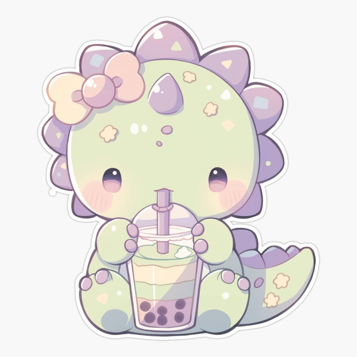Maneki Kawaii Pastel Dinosaur Boba Tea Er, Phone Decal Water Bottle ...