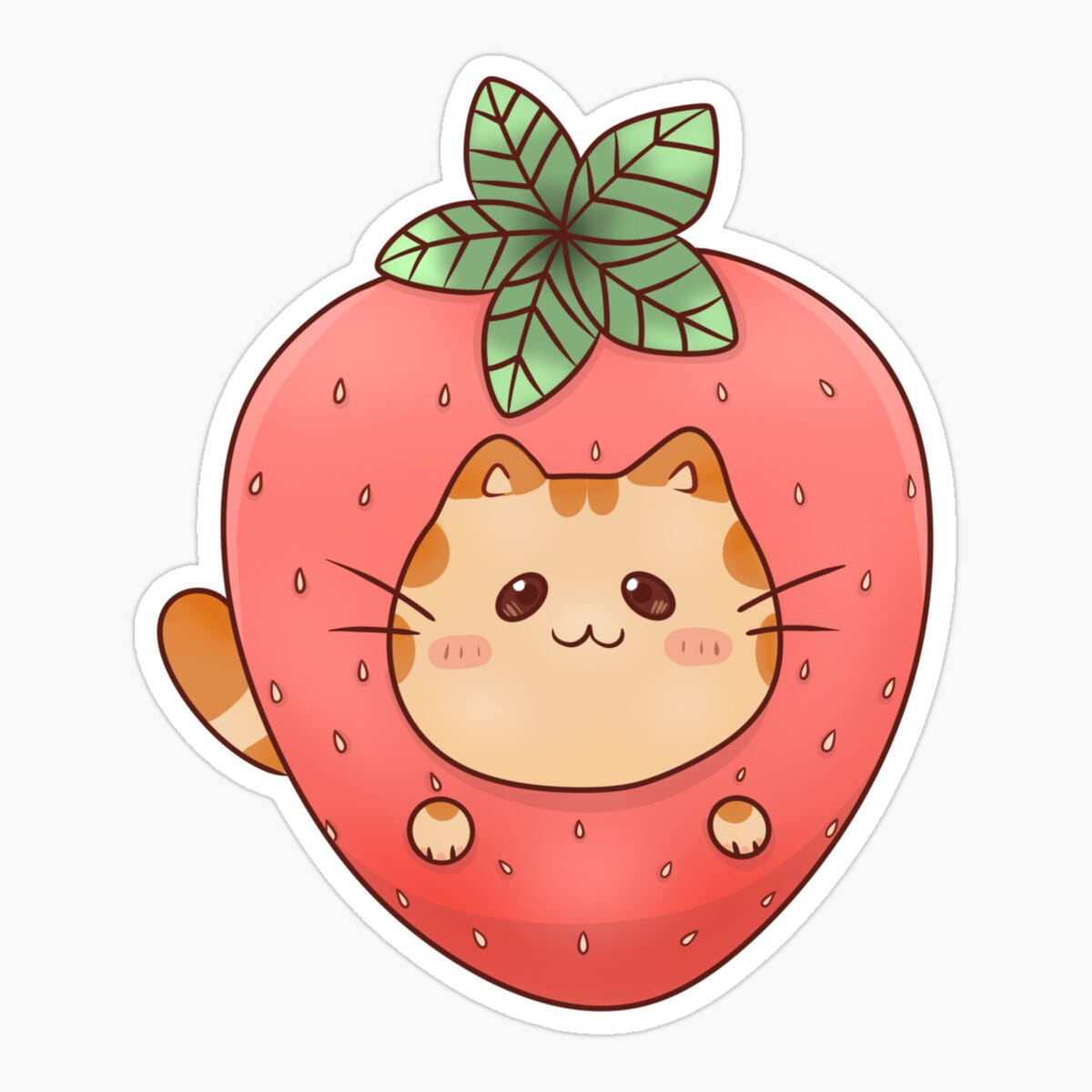 Maneki Kawaii Strawberry Cat Er, Phone Decal Water Bottle Stickers Car ...