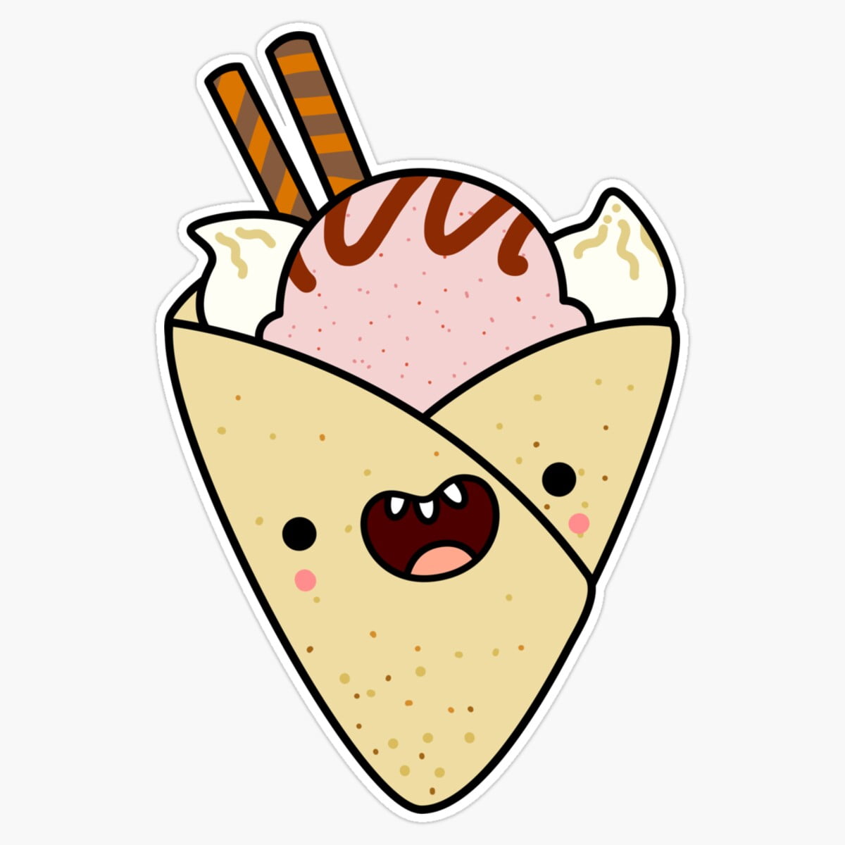 Maneki Kawaii Strawberry Ice Cream Crepe Er, Phone Decal Water Bottle ...