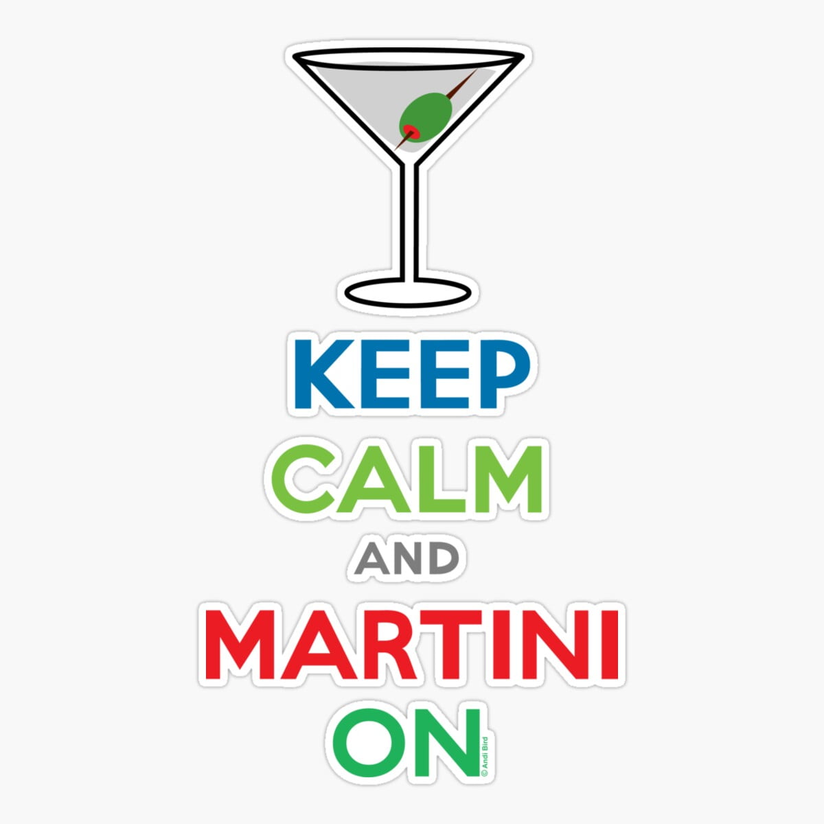 Maneki Keep Calm And Martini On Sticker, Phone Decal Water Bottle ...