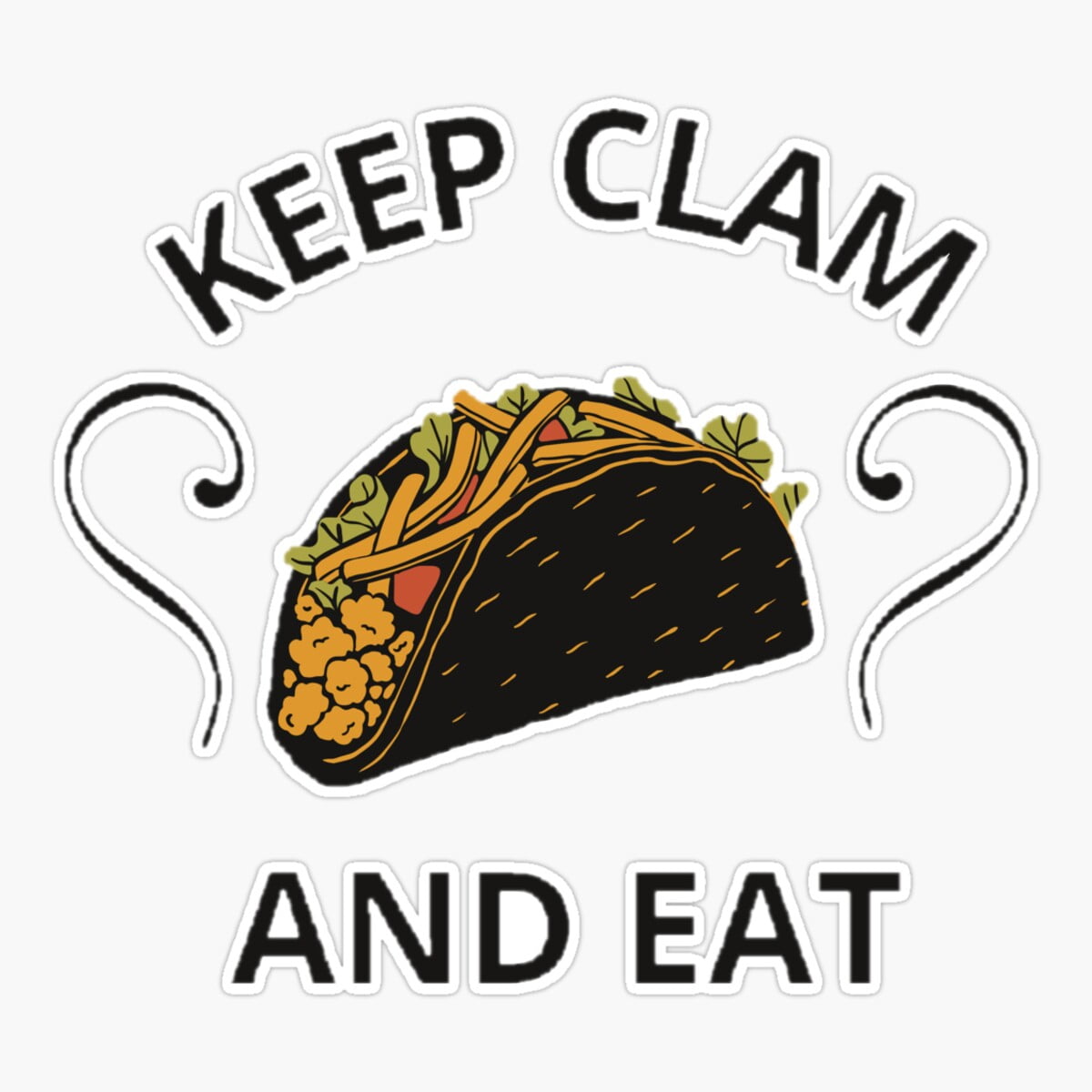 Maneki Keep Clam And Eat Taco Sticker, Phone Decal Water Bottle ...