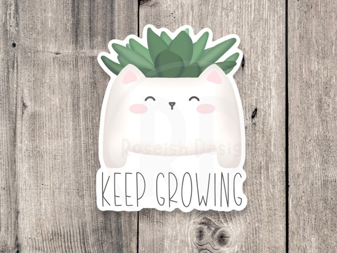 Maneki Keep growing, succulent er for plant lovers, cute cat planter er ...