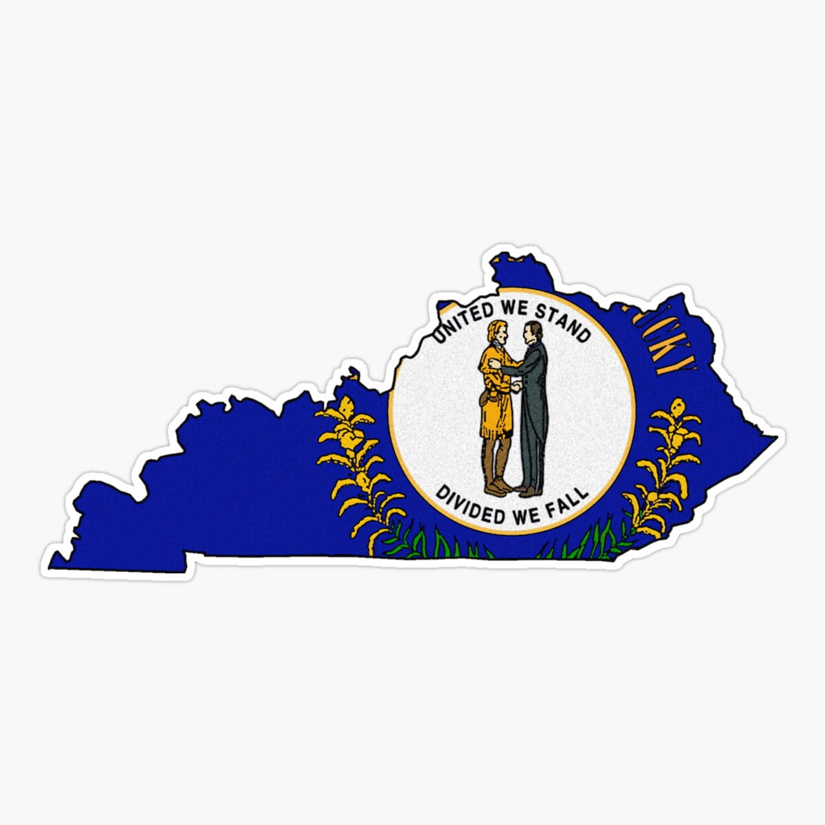 Maneki Kentucky Map With Kentucky State Lag Sticker, Phone Decal Water ...