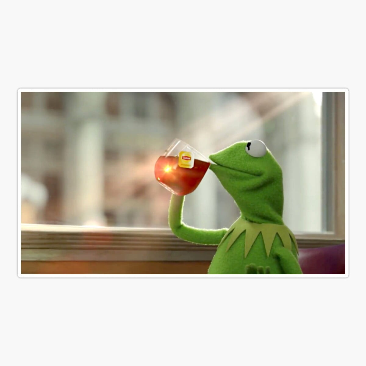 Maneki Kermit Sipping Tea Er, Phone Decal Water Bottle Stickers Car ...