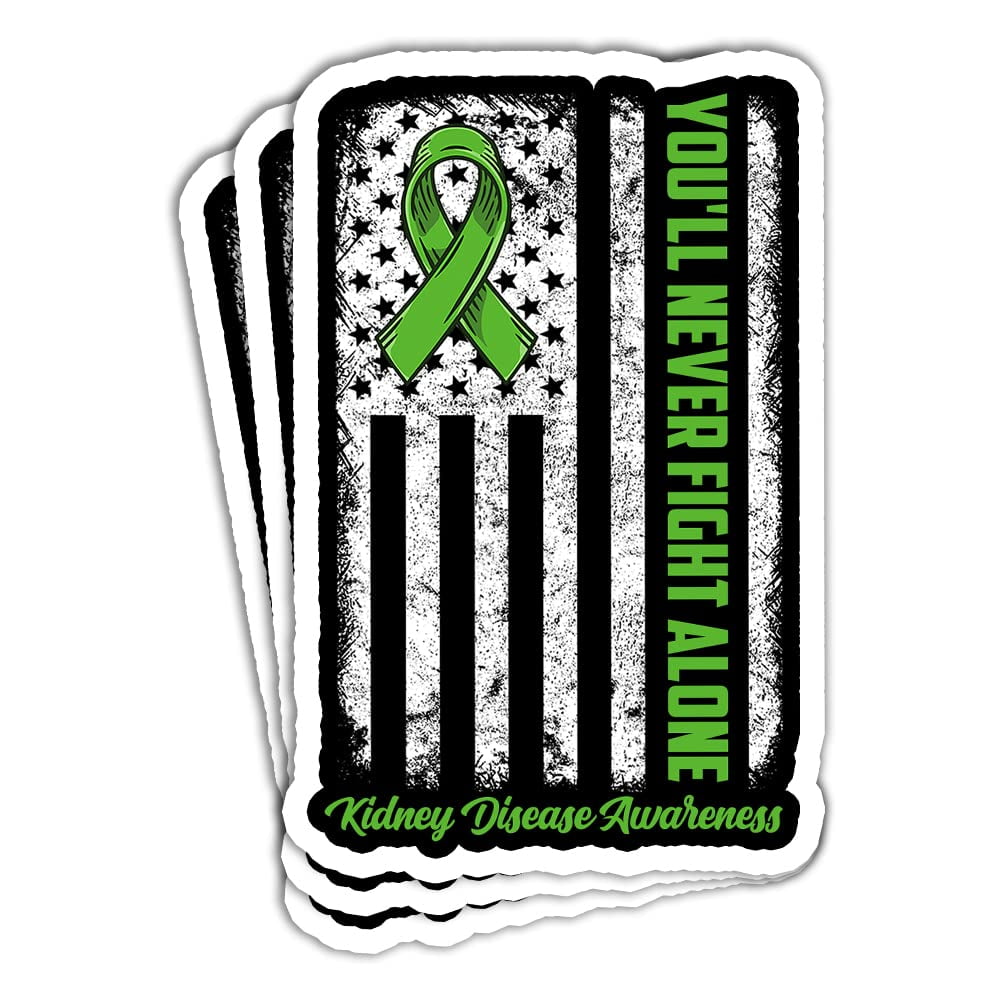 Maneki Kidney Disease Support USA Flag Kidney Disease Awareness Sticker ...