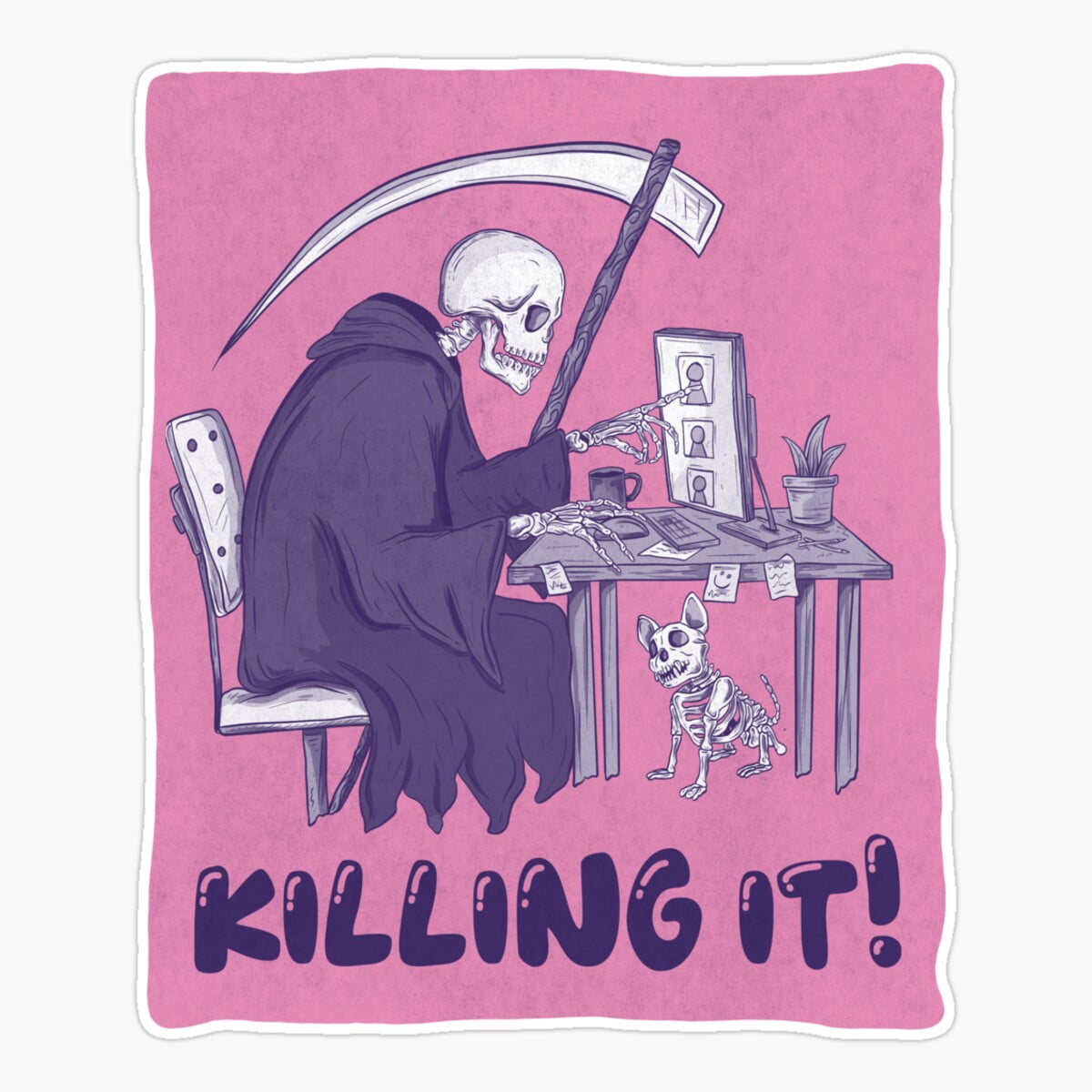 Maneki Killing It! Grim Reaper Working Rom Home Er, Phone Decal Water ...