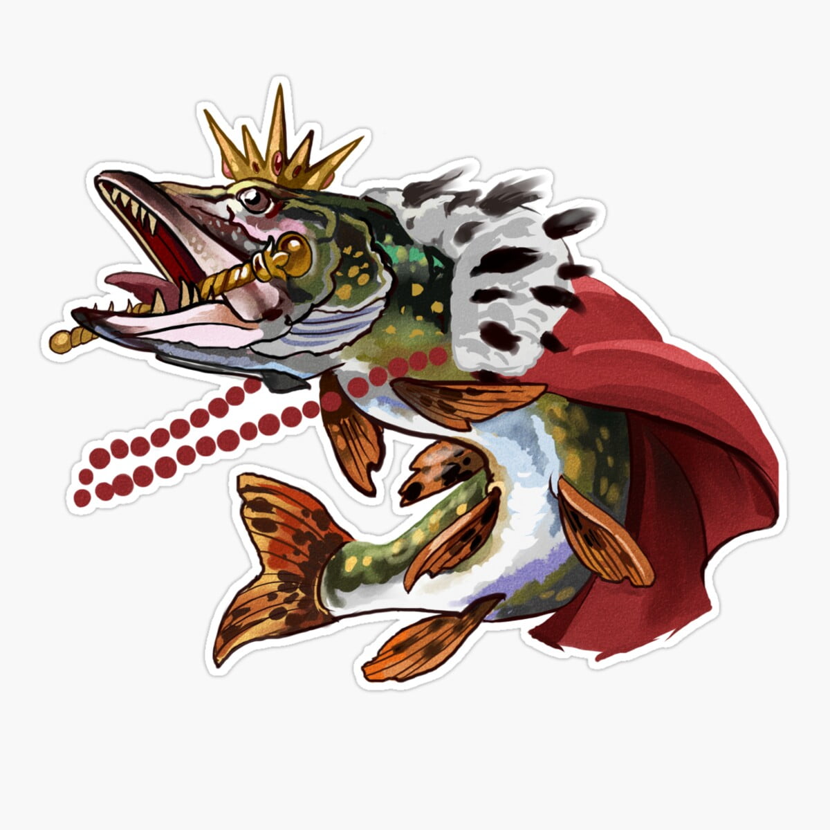 Maneki King. Ishing. Pike. Ish Sticker, Phone Decal Water Bottle ...