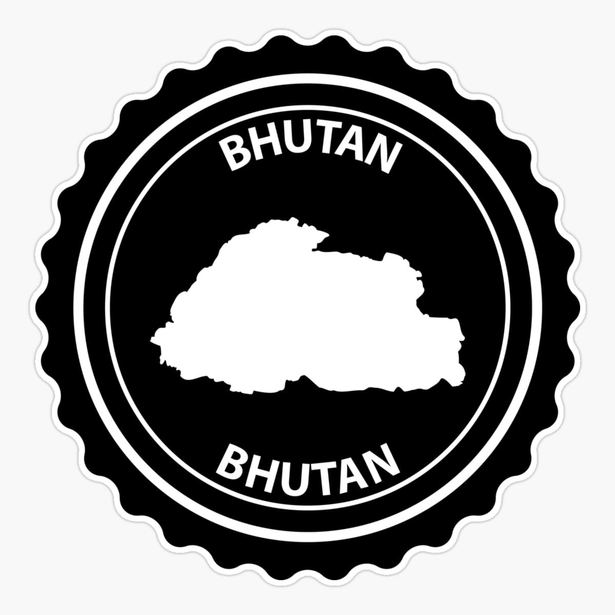 Maneki Kingdom O Bhutan Stamp Sticker, Phone Decal Water Bottle ...