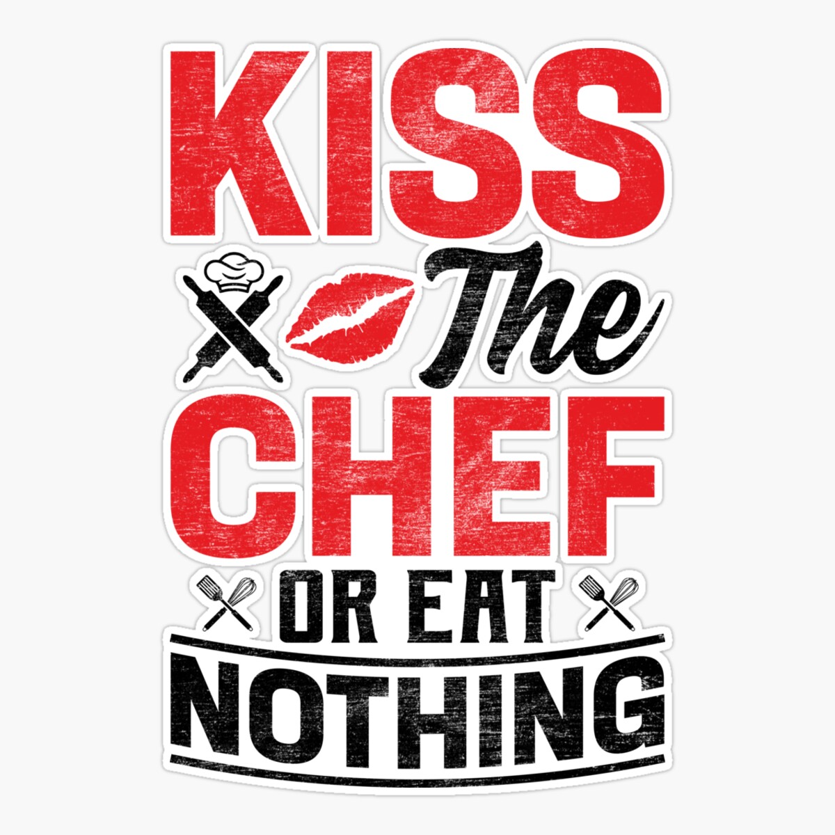 Maneki Kiss The Che Or Eat Nothing Unny Cooking Quote Cook Sticker, Phone Decal Water Bottle ...