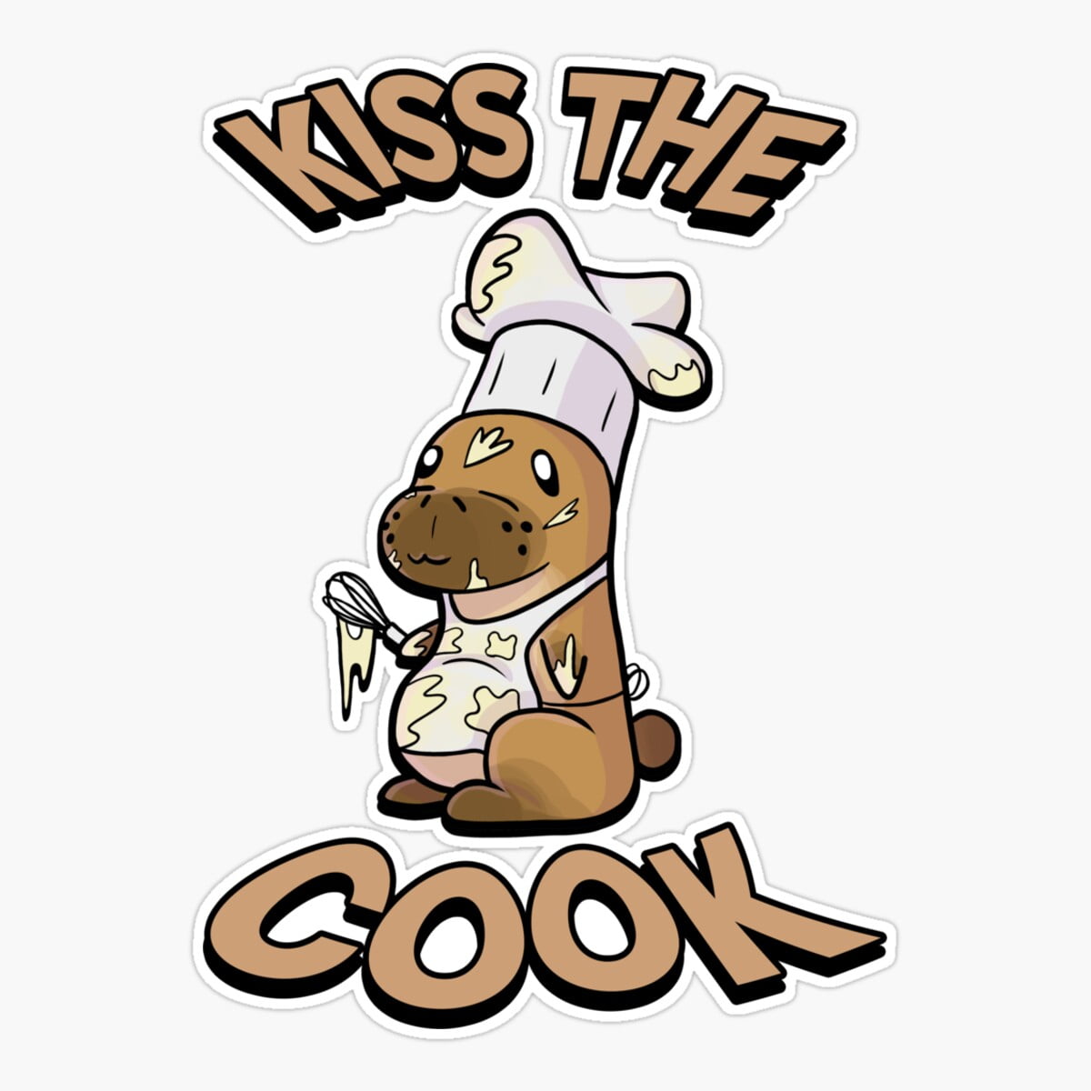 Maneki Kiss The Cook Capybara Sticker, Phone Decal Water Bottle ...