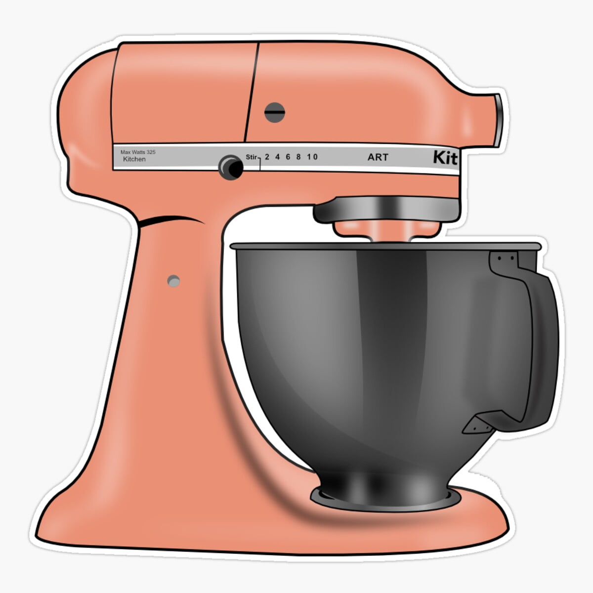 Maneki Kitchen Aid Mixer Pastel Coral Sticker, Phone Decal Water Bottle ...