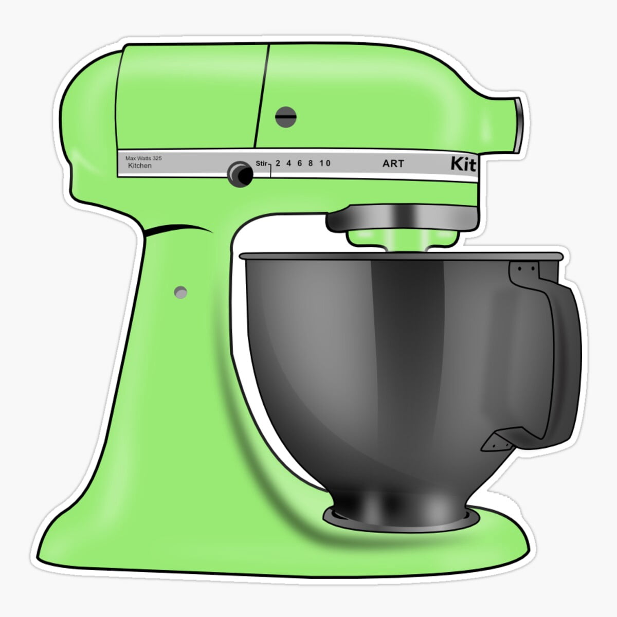 Maneki Kitchen Aid Mixer Pastel Green Sticker, Phone Decal Water Bottle ...