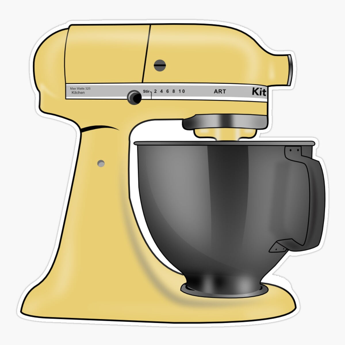 Maneki Kitchen Aid Mixer Pastel Yellow Sticker, Phone Decal Water ...