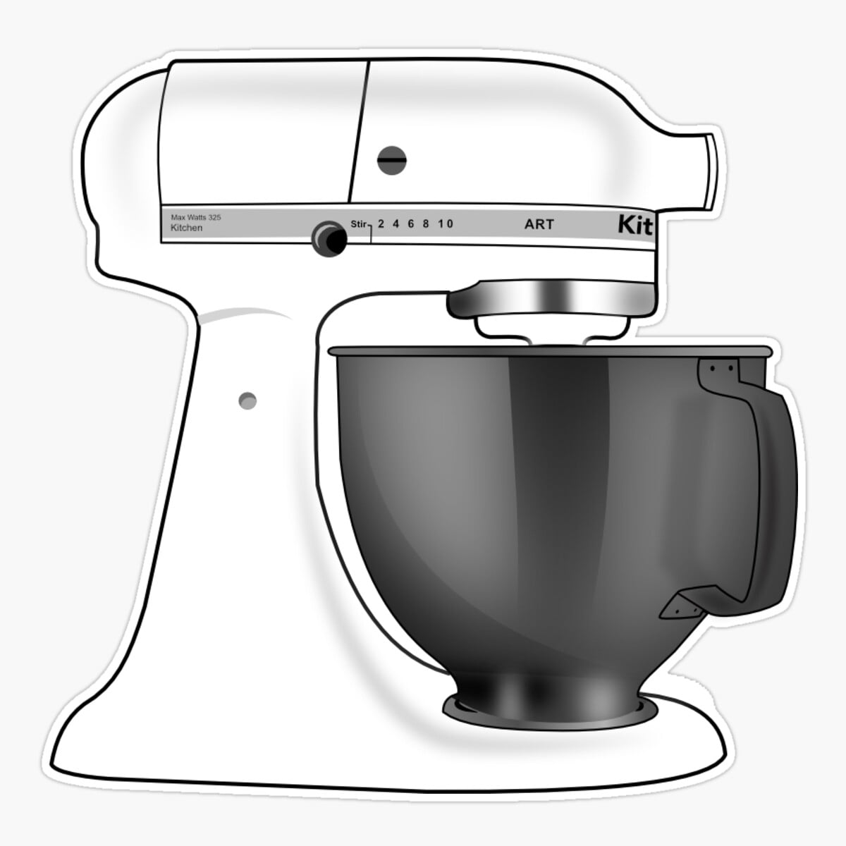 Maneki Kitchen Aid Mixer White Sticker, Phone Decal Water Bottle ...