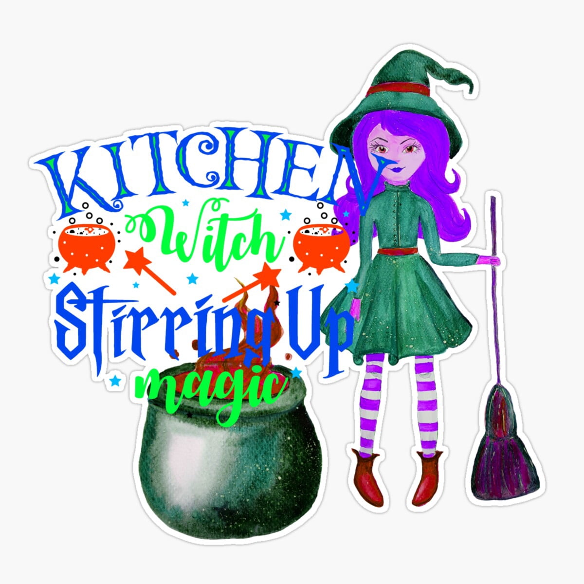 Maneki Kitchen Brewing Witch Sticker, Phone Decal Water Bottle Stickers ...