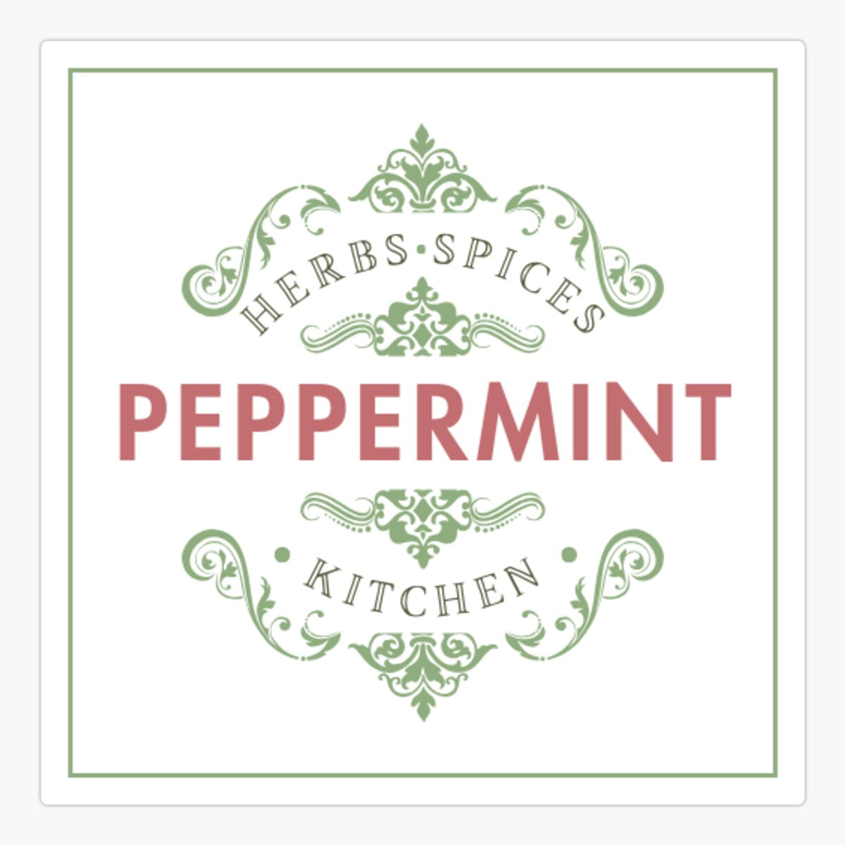 Maneki [Kitchen Label] Peppermint Sticker Sticker, Phone Decal Water ...