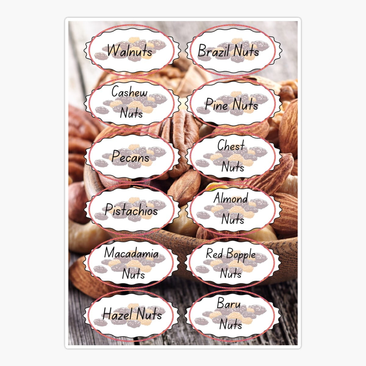 Maneki Kitchen Organization Dry Ruits Sticker Sheet 12 Piece Set By ...