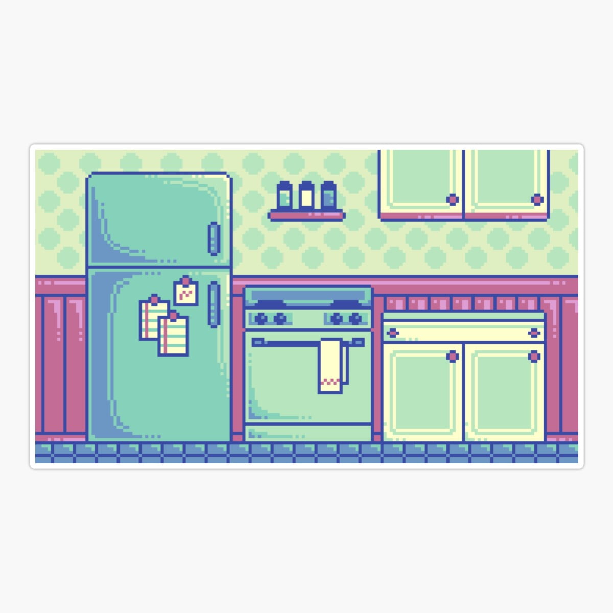 Maneki Kitchen (Pixel) Sticker, Phone Decal Water Bottle Stickers Car ...