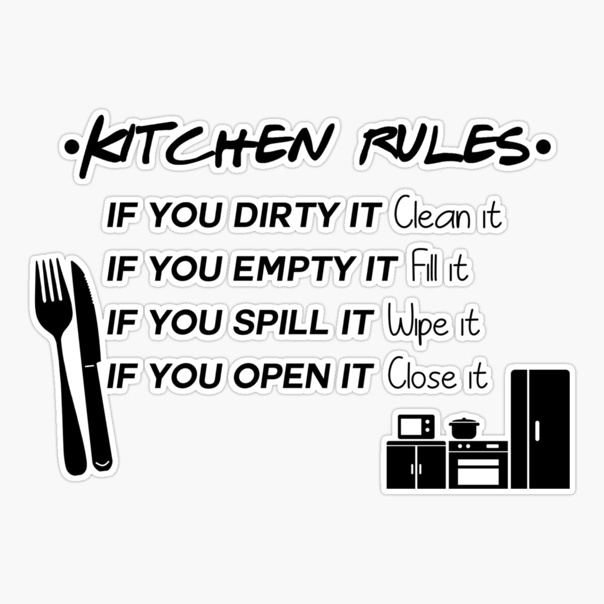 Maneki Kitchen Rules Sticker, Phone Decal Water Bottle Stickers Car ...