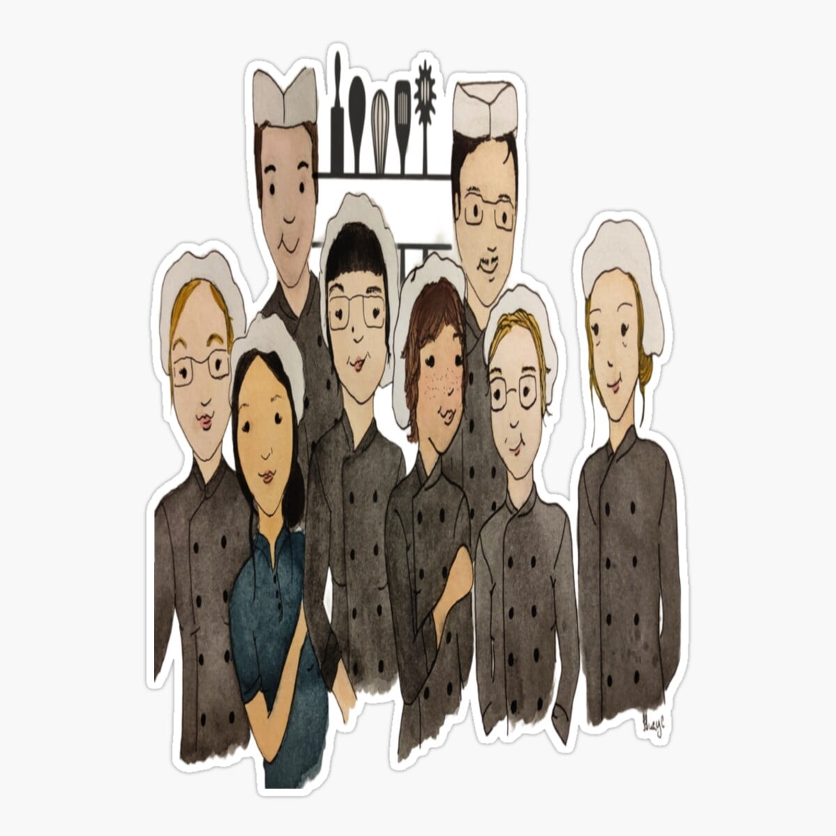 Maneki Kitchen Sta Cute Illustration Sticker, Phone Decal Water Bottle ...