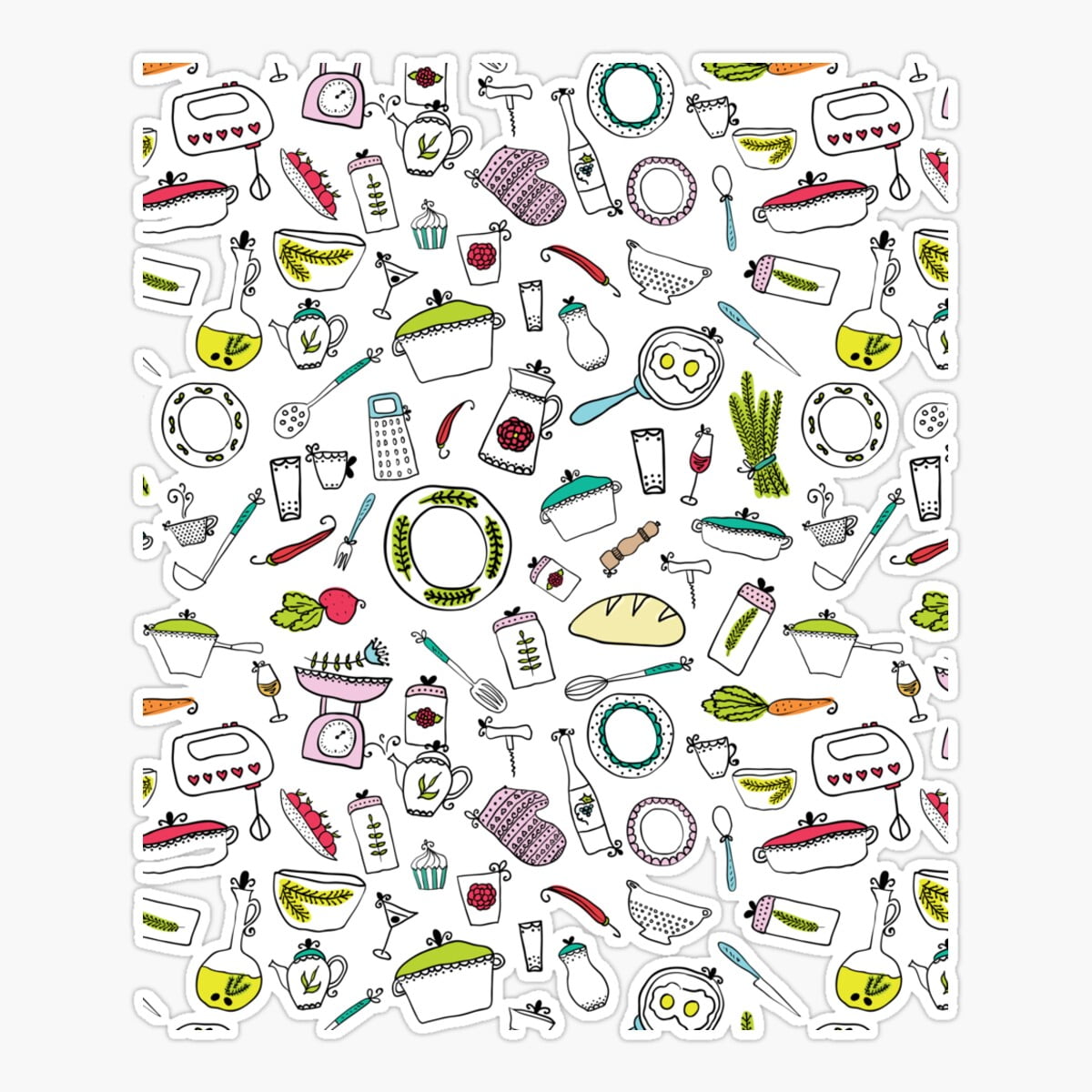 Maneki Kitchen Untensils Pattern, Cute Bakery, Che, Pastry Design ...